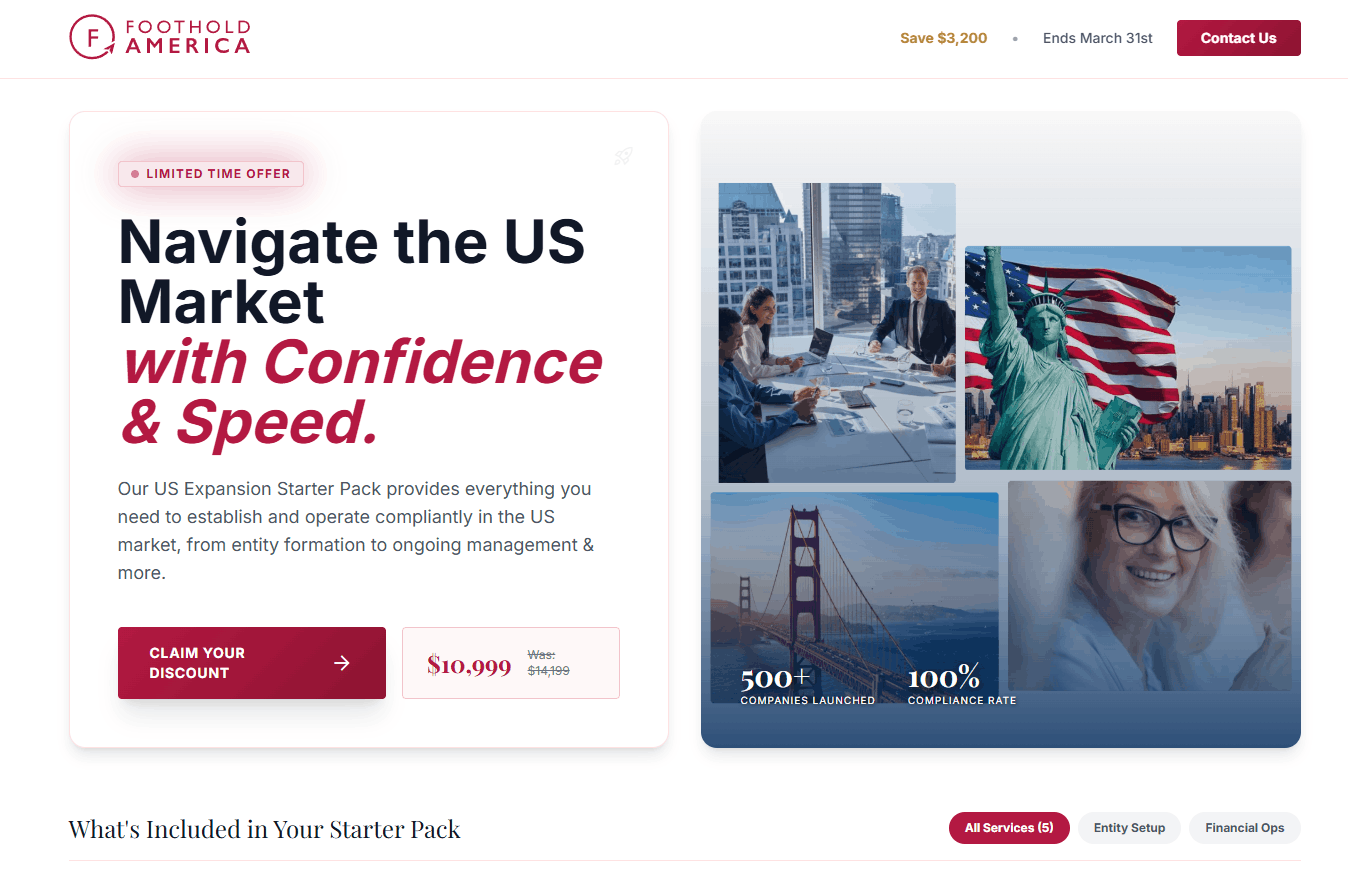US Expansion Starter Pack | Save Over $3,000 | Foothold America